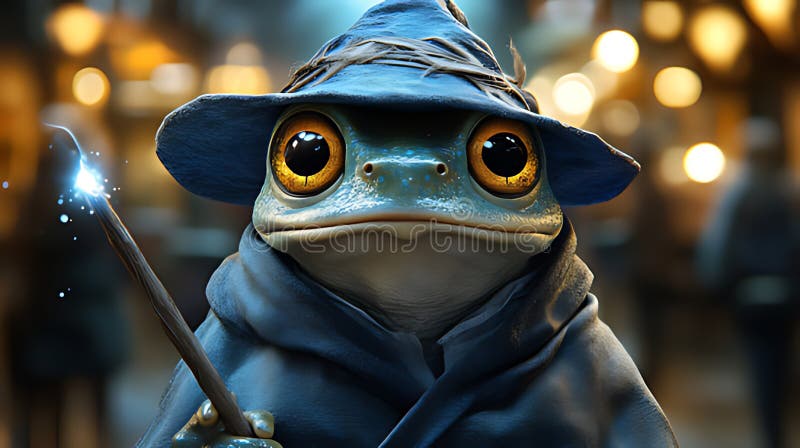 Wizard Frog Casting Spell, Night Market Bokeh Stock Illustration ...