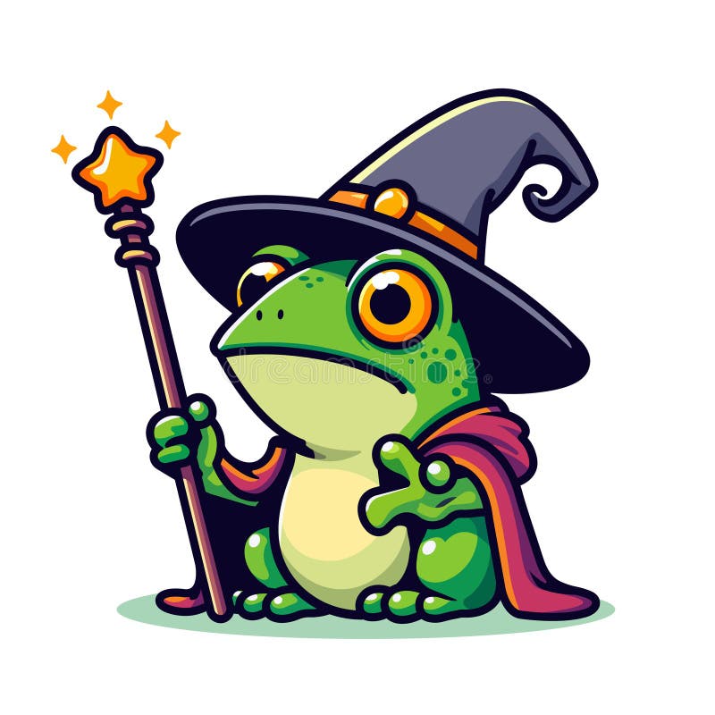 Wizard Frog Vector Illustration Stock Vector - Illustration of sorcerer, mascot: 339481876