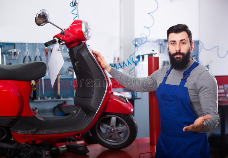 Wizard Has Finished Work on the Repair of Motorcycles Stock Image ...
