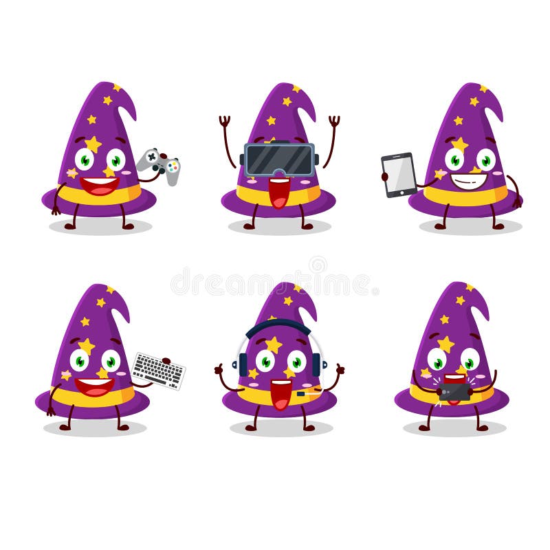 Wizard Hat Cartoon Charactr with Love Cute Emoticon Stock Vector ...