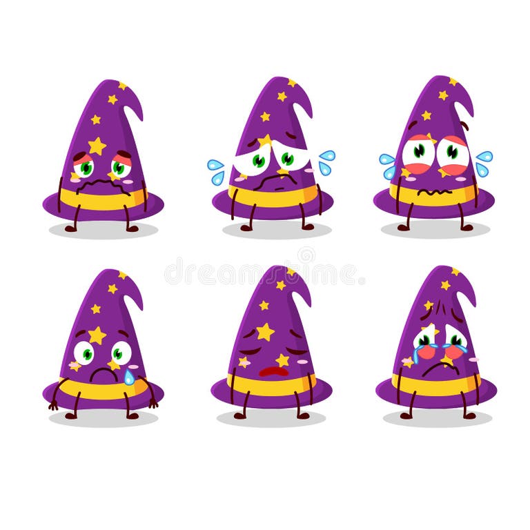 Wizard Hat Cartoon Character with Sad Expression Stock Vector ...