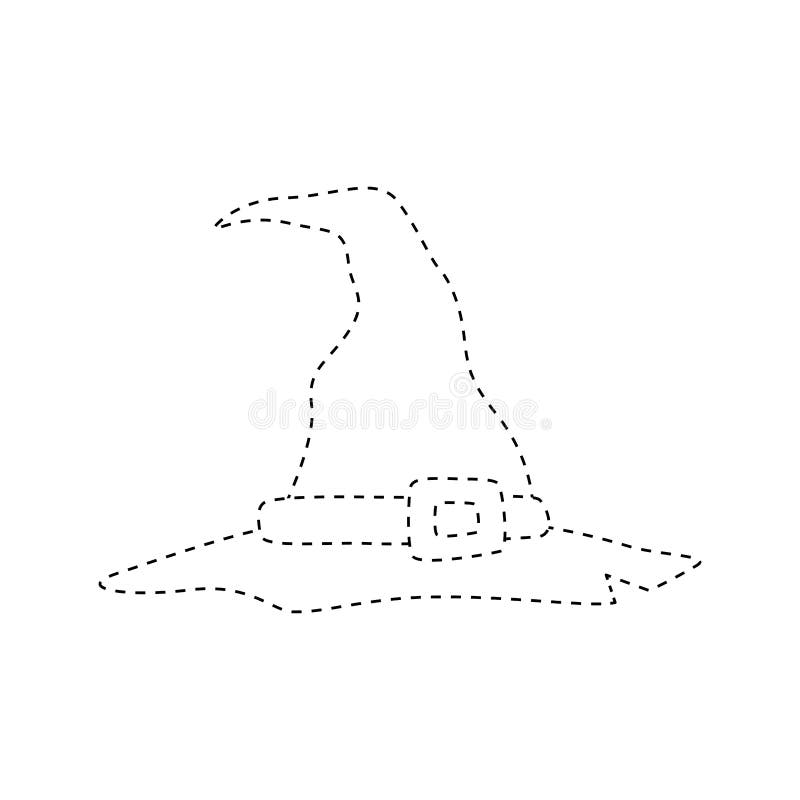 Wizard Hat Tracing Worksheet for Kids Stock Vector - Illustration of ...