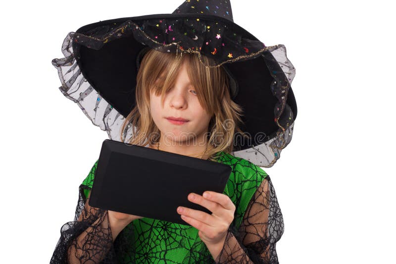 Wizard and her tablet stock image. Image of person, looking - 66219513