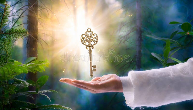 A Wizard Holding a Magic Key Stock Illustration - Illustration of ...