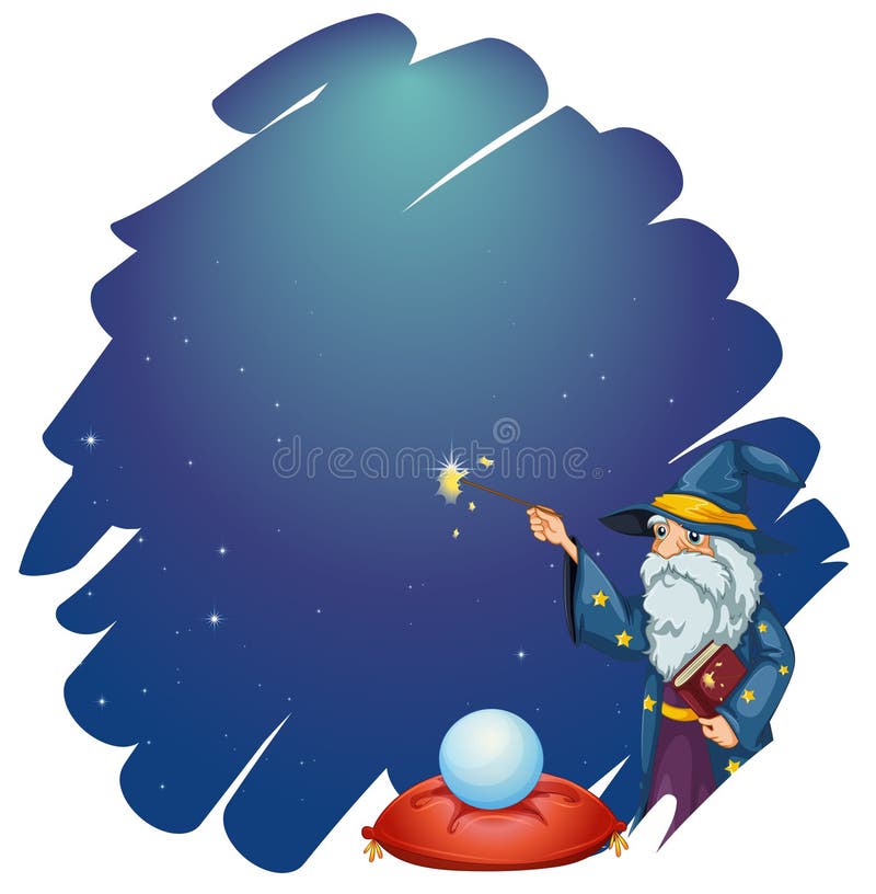 Wizard Holding Crystal Ball Drawing