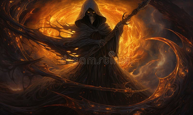 Painting of a Wizard Holding a Glowing Ball, Epic Fantasy Art Stock ...