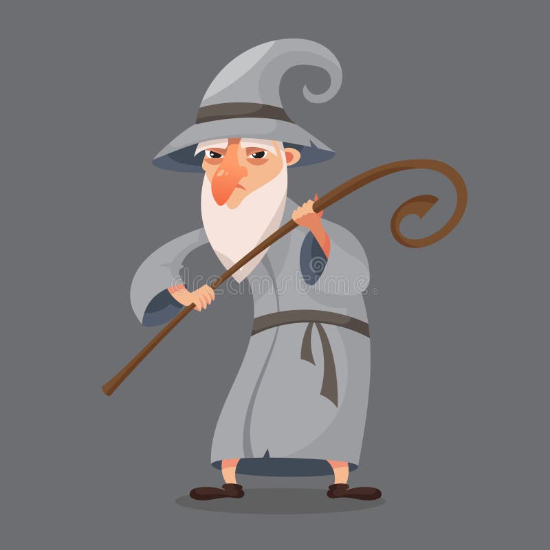 Wizard holding staff. stock vector. Illustration of cartoon - 244318251