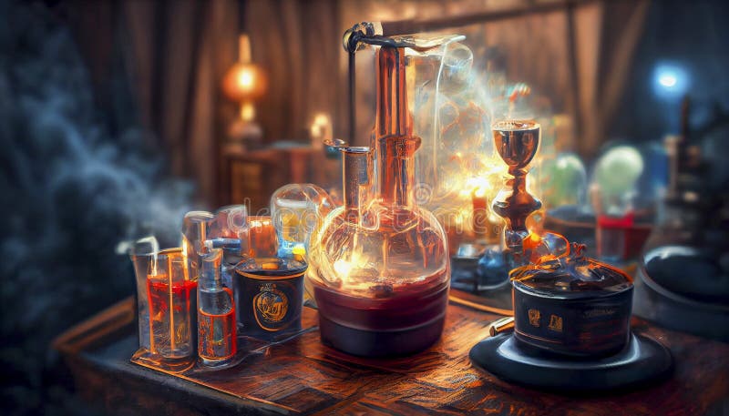 Wizard Laboratory, Generative Ai Illustration Stock Photo - Image of ...