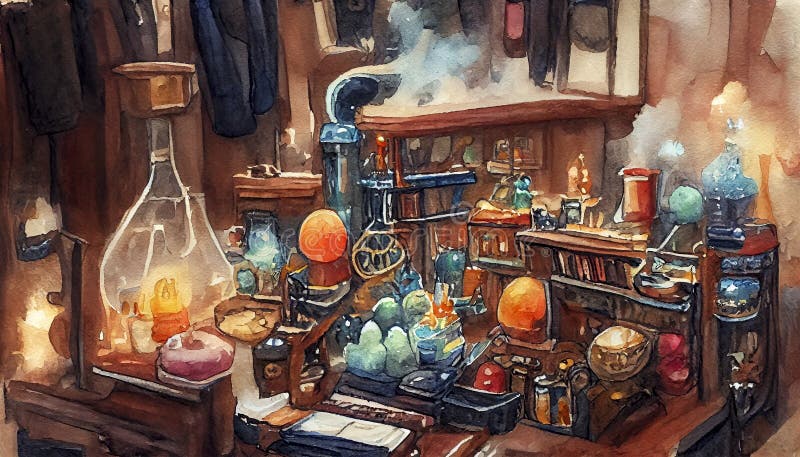 Wizard Laboratory, Generative Ai Illustration Stock Illustration ...