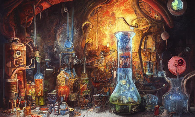 Wizard Laboratory. Generate Ai Stock Illustration - Illustration of ...