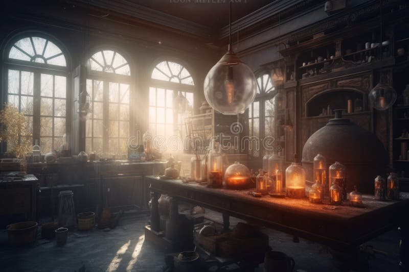 Wizard Laboratory. Generate Ai Stock Illustration - Illustration of ...