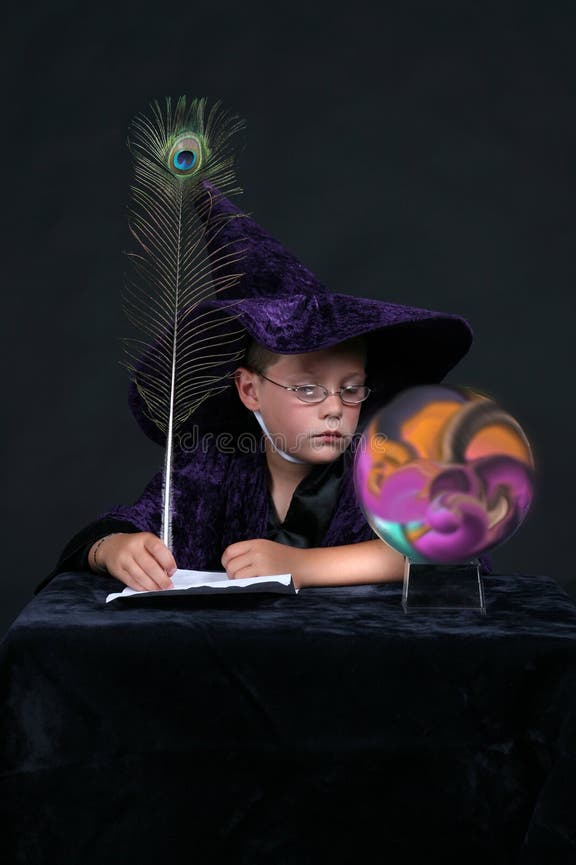 Wizard Looking into Crystal Ball Stock Photo - Image of witch, young ...