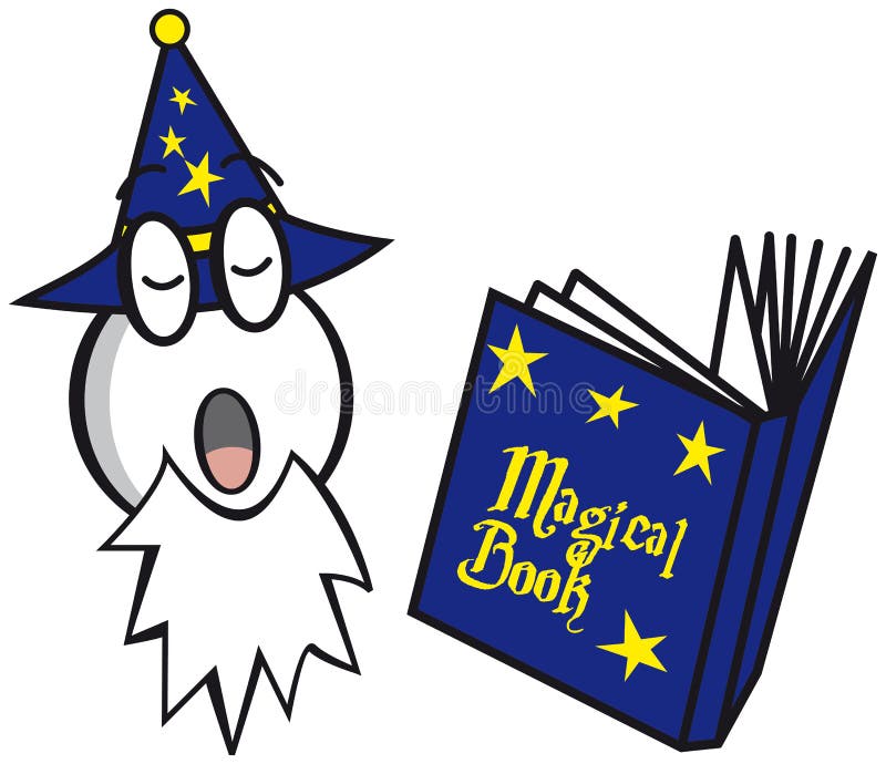 Wizard with magic book stock illustration. Illustration of drawing ...