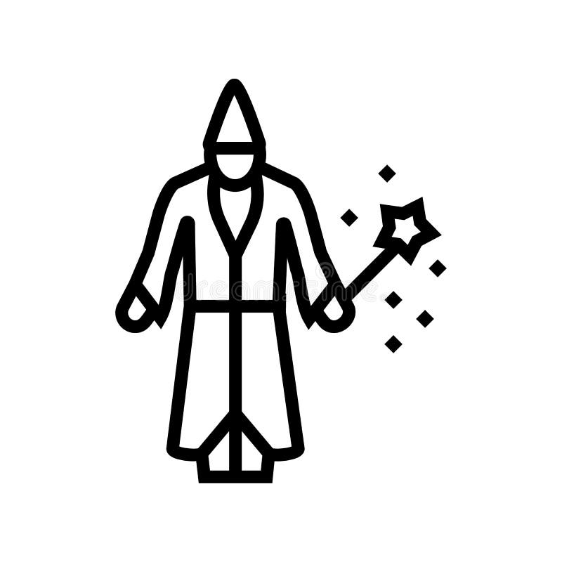 Wizard Magic Line Icon Vector Illustration Stock Vector - Illustration ...
