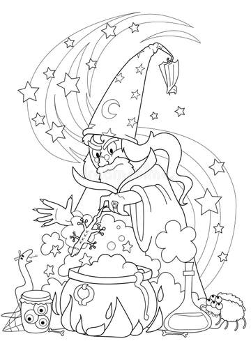 Wizard making a potion stock vector. Illustration of wizard - 19521414