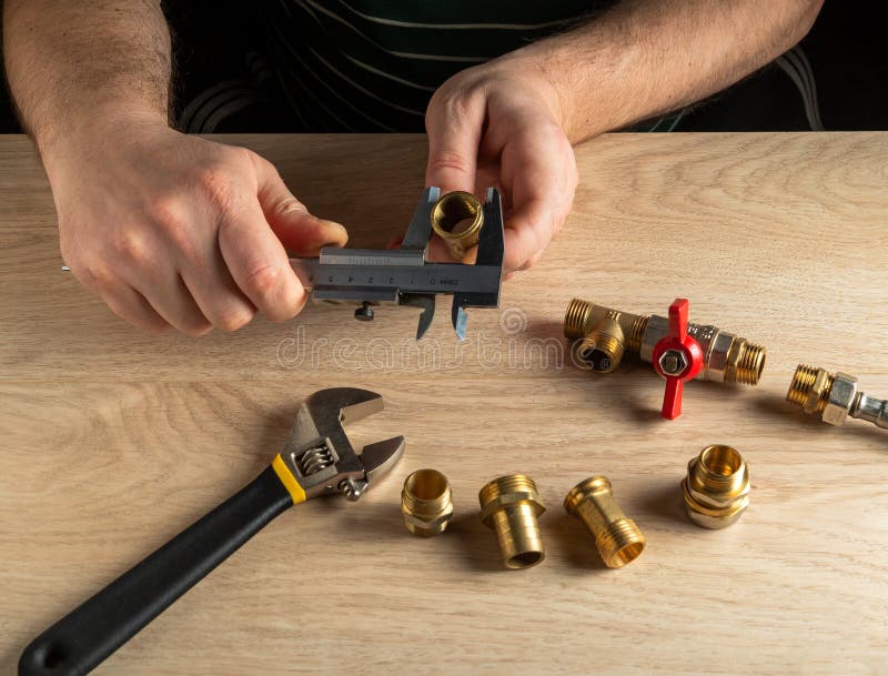 Using caliper stock photo. Image of engineering, metal - 28758244