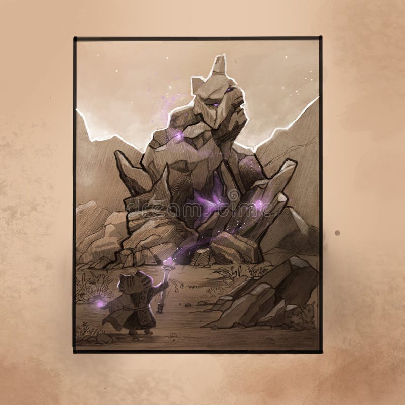 The Wizard Near the Magic Mountain Stock Illustration - Illustration of ...