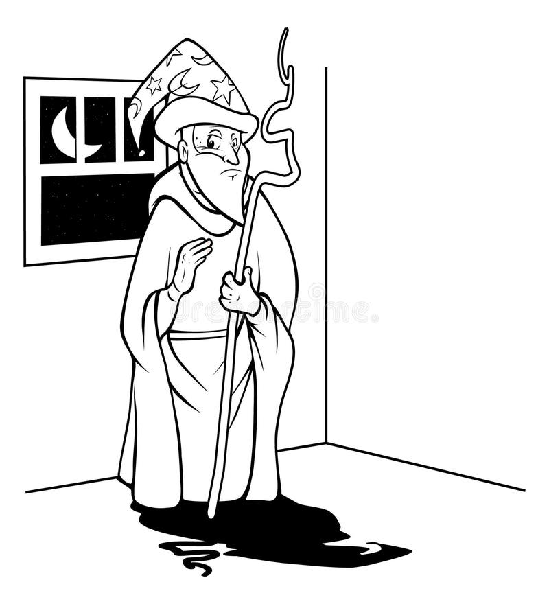 Wizard outline stock illustration. Illustration of outline - 16468310