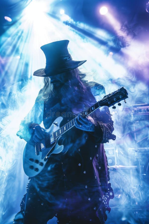 A Wizard Playing an Electric Guitar Casting Musical Spells with Each ...