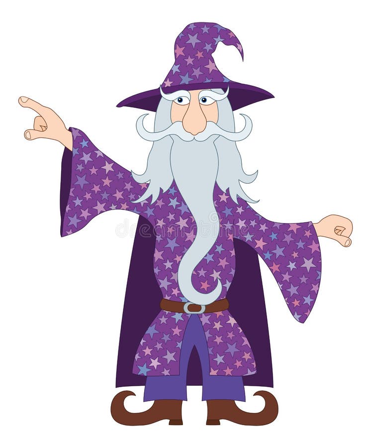 Wizard Pointing Down At Sign Stock Vector - Illustration of ...