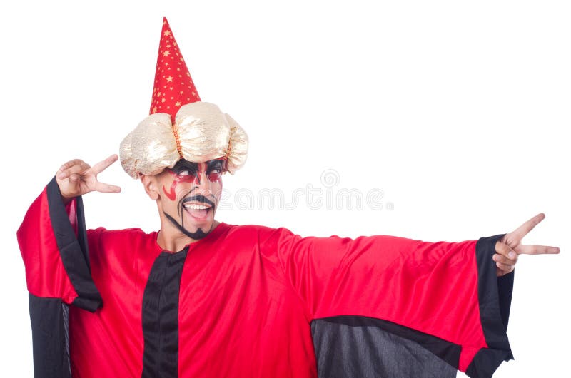 Wizard in red costume stock image. Image of magic, enchanter - 35070239