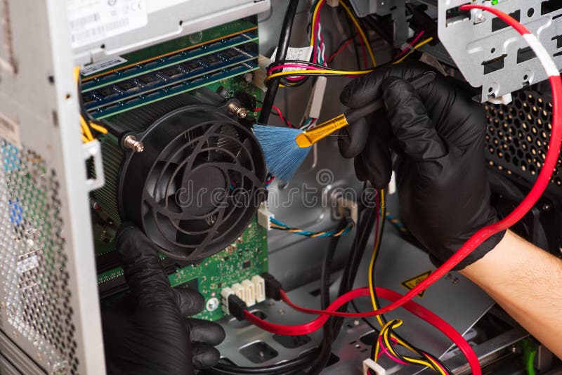 Wizard Repairs Personal Computer with Tools and Hands. Disassembly of ...