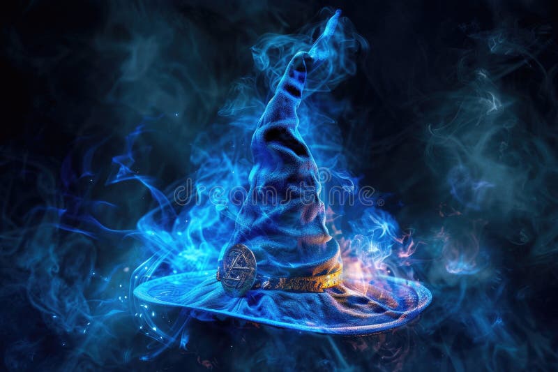 A Wizard S Hat with Blue Smoke Emanating from the Brim, Perfect for ...