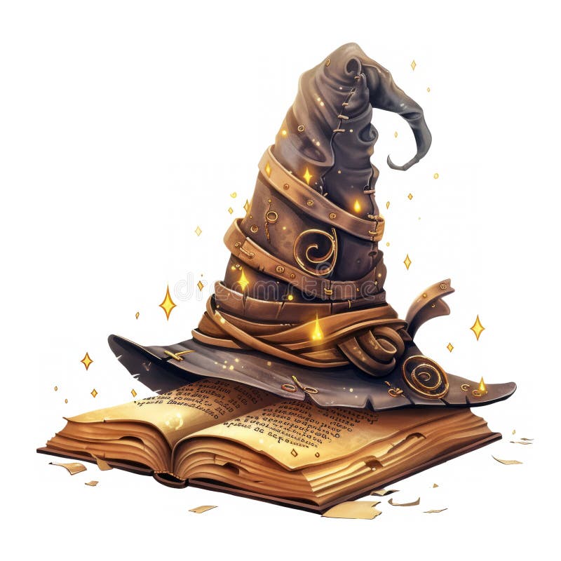 Wizard S Hat with Mysterious Spell Scrolls Stock Image - Image of ...
