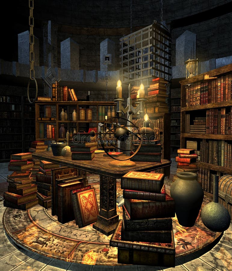 Wizard s study 4 stock illustration. Illustration of cage - 12783722