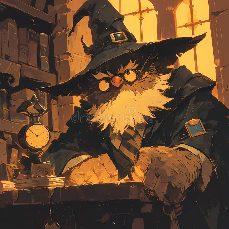 A Wizard S Study in Charm and Mystery Stock Illustration - Illustration ...