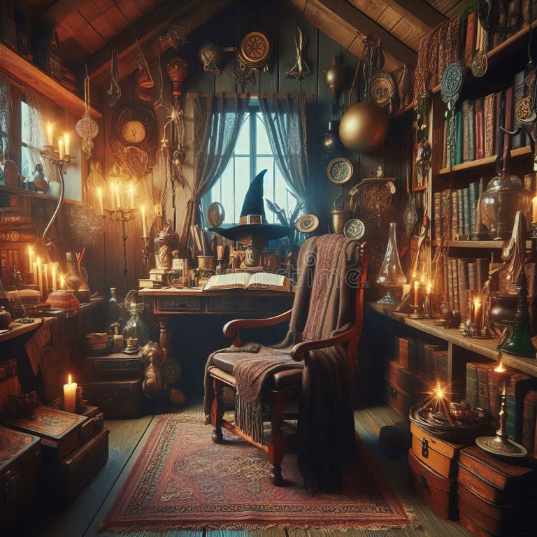 Wizard S Study a Wizardâ€™s Study Filled with Magical Artifacts Stock ...