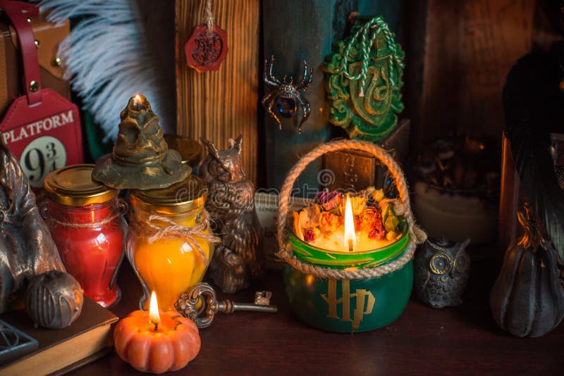 Wizard School, Interesting Magical Stuff on a Table Editorial ...