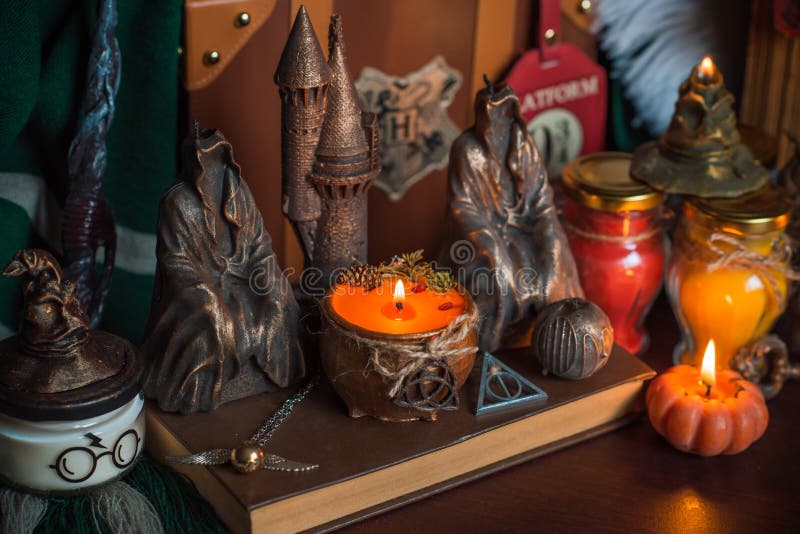 Wizard School, Interesting Magical Stuff on a Table Editorial ...