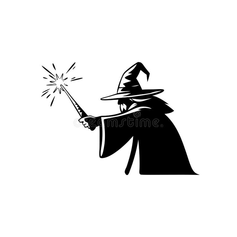 Wizard Silhouette Casting Magic Vector Art for Fantasy Illustrations ...
