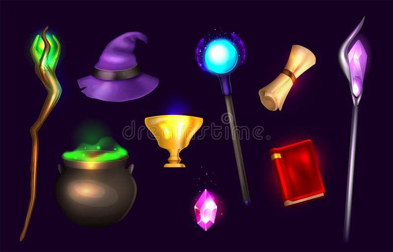 Wizard Staff Realistic Set stock vector. Illustration of witch - 276578899