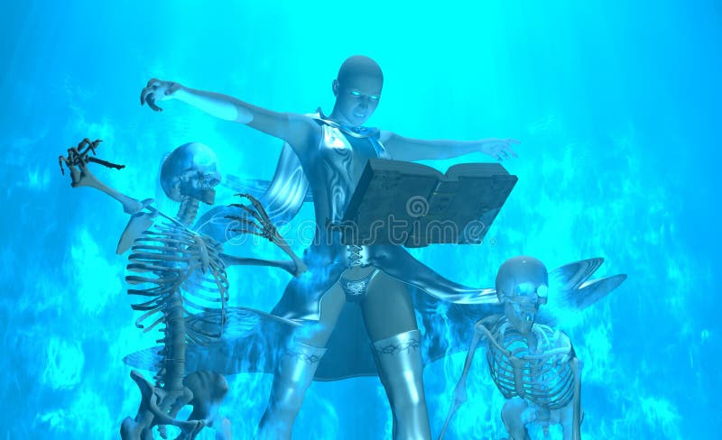 Wizard summons undead stock illustration. Illustration of fantasy - 7450463