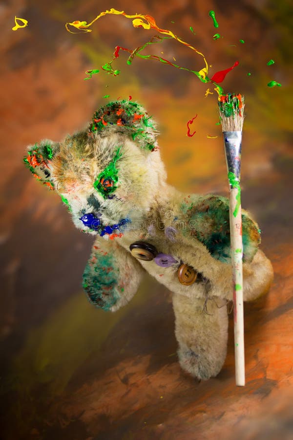 Wizard Teddy Bear Toy Make Magic Colorful Paint Stock Photos - Free ...