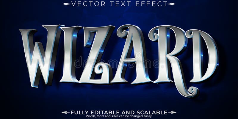 Wizard Text Effect, Editable Metallic and Shiny Text Style Stock Vector ...