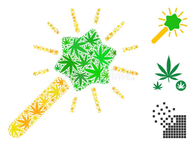Wizard Tool Collage of Hemp Leaves Stock Vector - Illustration of ...
