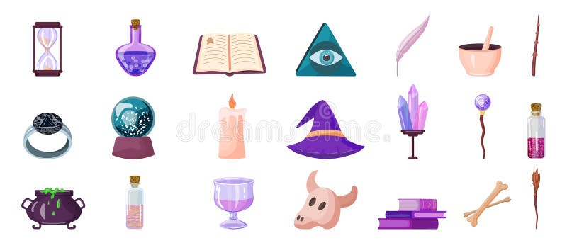 Wizard Tools Icons Set Cartoon Vector. Magic Wand Stock Vector ... Wizard Tools Icons Set Cartoon Vector. Magic Wand Stock Vector ...