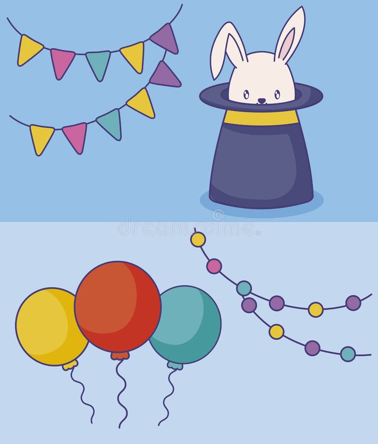 Wizard Top Hat with Balloons Helium Stock Illustration - Illustration ...