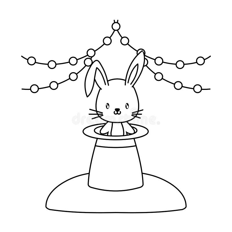 Wizard Top Hat with Cute Rabbit and Garlands Stock Illustration ...
