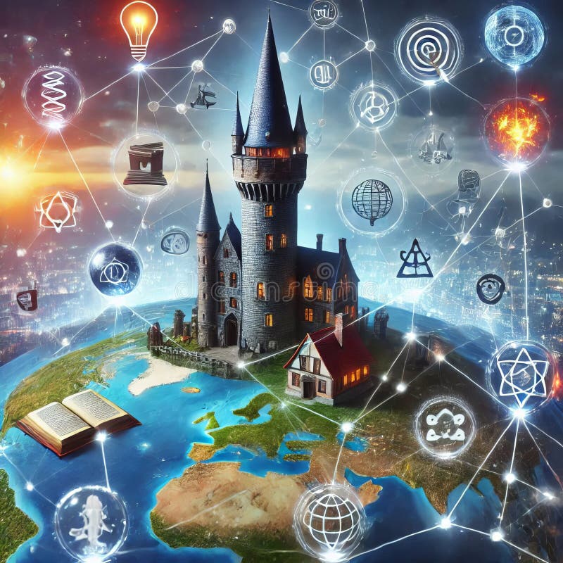 Wizard Tower Network Connected Magical Research Centers Stock ...