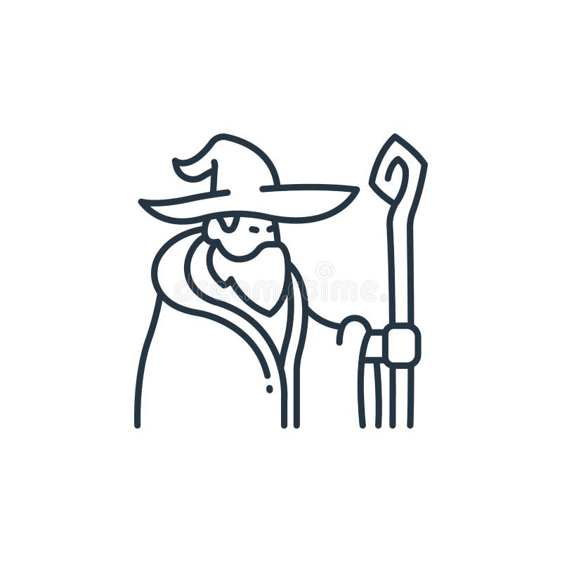 Wizard Vector Icon Isolated on White Background. Outline, Thin Line ...