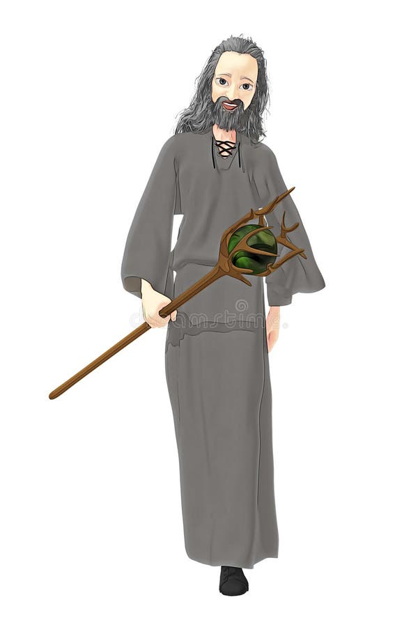 Wizard Walking with His Staff Illustration Stock Photo - Illustration ...