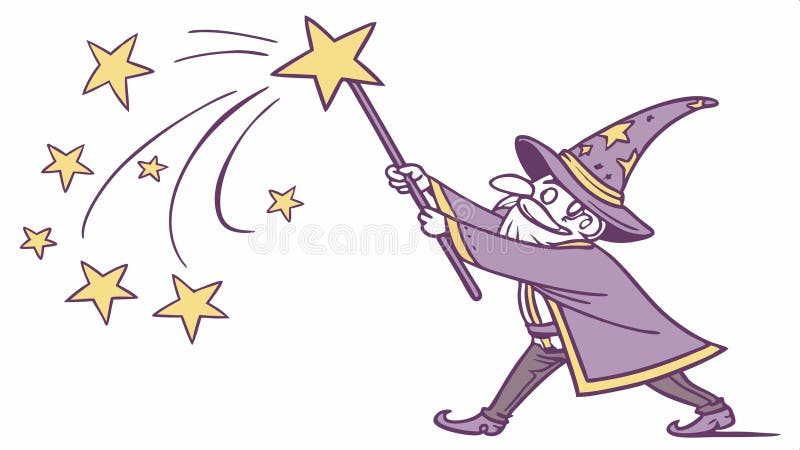 Wizard with Wand, Magic Character and Fantasy Theme Vector Design ...