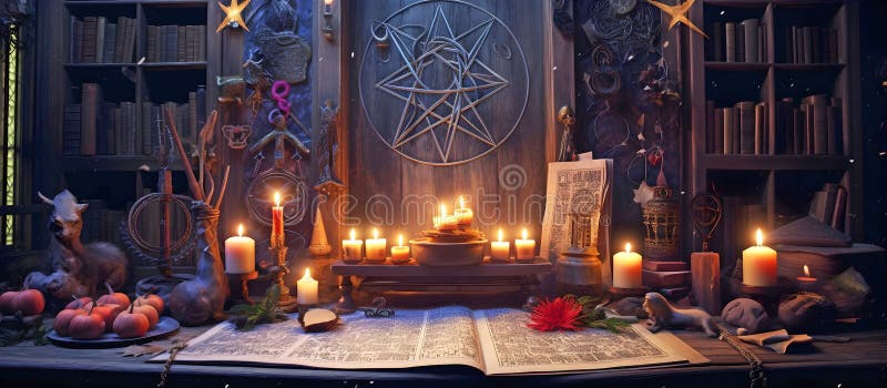 Ritual of Shadows, Words and Flame. Stock Illustration - Illustration ...