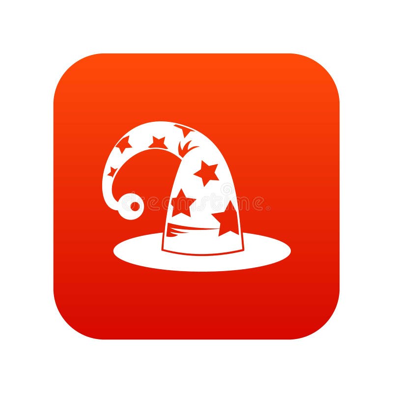 Wizards Hat Icon Digital Red Stock Vector - Illustration of sorceress ...