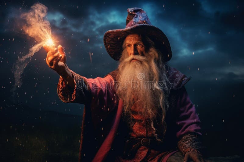 Wizzard Doing Magic. Illustration of a Wizard Immersed in the Act of ...