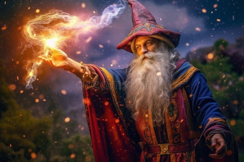 Wizzard Doing Magic. Illustration of a Wizard Immersed in the Act of ...